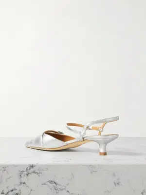 AeydĒ Melia Metallic Slingback Pumps - Silver