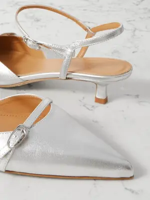 AeydĒ Melia Metallic Slingback Pumps - Silver