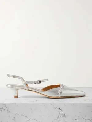 AeydĒ Melia Metallic Slingback Pumps - Silver