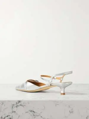 AeydĒ Melia Metallic Slingback Pumps - Silver