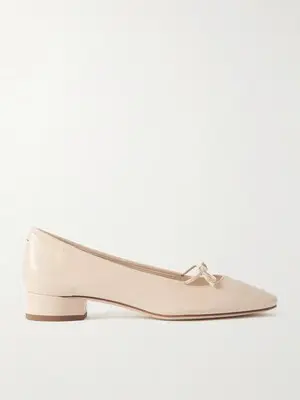 AeydĒ Darya Glossed-leather Ballet Flats With Bow Detailing