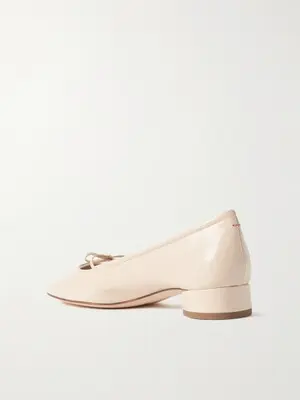 AeydĒ Darya Glossed-leather Ballet Flats With Bow Detailing
