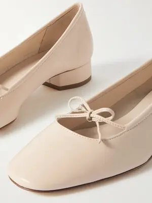 AeydĒ Darya Glossed-leather Ballet Flats With Bow Detailing