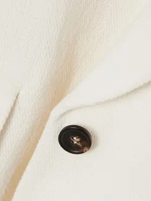 Brunello Cucinelli Single-breasted Herringbone Cotton And Linen-blend Blazer - White