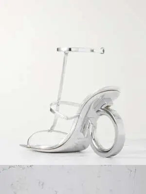 FERRAGAMO Elina Logo-detailed Metallic Leather Sandals