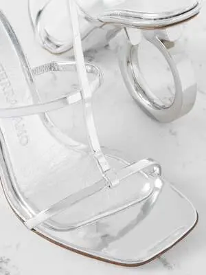 FERRAGAMO Elina Logo-detailed Metallic Leather Sandals