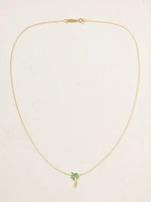 JENNIFER MEYER Palm Tree 18-karat Diamond, And Emerald Necklace