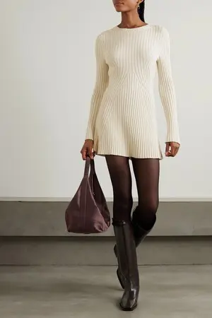 Loulou Studio Amalia Ribbed-Knit Mini Dress In Ivory - 40% Off |  Editorialist