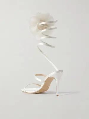 Magda Butrym Spiral Appliquéd Satin Sandals - Cream