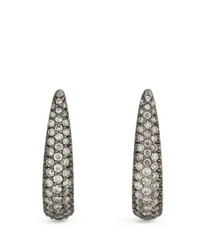 Eva Fehren Blackened Gold And Diamond Claw Stud Earrings - White