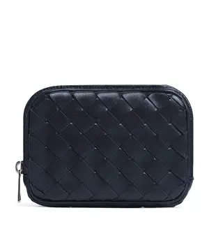 Bottega Veneta Leather Intrecciato Pouch - Grey