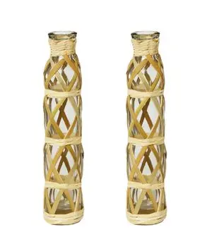 Tory Burch Basketweave Vase, Set Of 2 - Natural (1)
