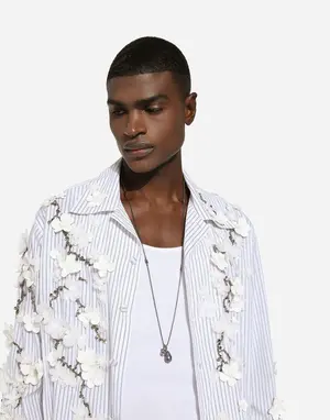 Dolce & Gabbana Teardrop Necklace With Dg Logo - Grey