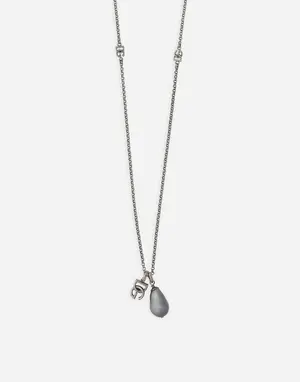 Dolce & Gabbana Teardrop Necklace With Dg Logo - Grey