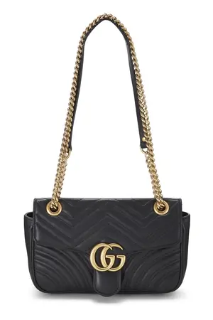 Gucci Leather Gg Marmont Shoulder Bag - Black