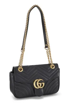 Gucci Leather Gg Marmont Shoulder Bag - Black