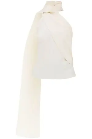 Magda Butrym MAGDA BUTRYM Silk Wrap Neck Top - White