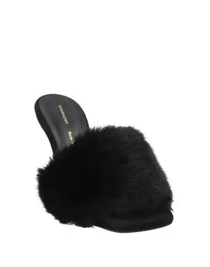 Liviana Conti Shearling Slide Sandals With Stiletto Heel