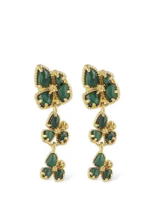 Zimmermann Bloom Pendant Earrings - Gold,malachite