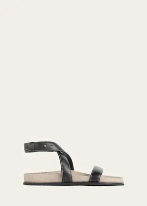 TOTEME Leather Ankle-Strap Sandals - Black