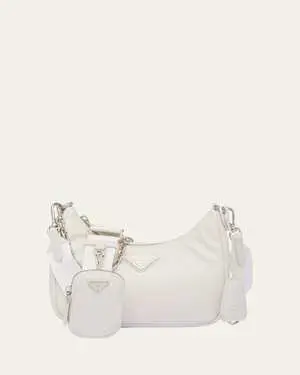 Prada Re-Edition Napa Leather Shoulder Bag Bianco