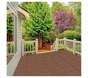 PURE GARDEN Patio Floor Tiles Set Of 6 Wood/pla Stic Deck Tiles - One-color
