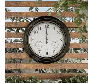 PURE GARDEN 18' Indoor Or Outdoor Wall Clock Th Ermometer - One-color