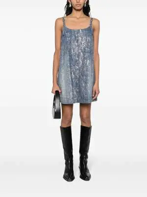 Versace Lamé Denim Shift Dress