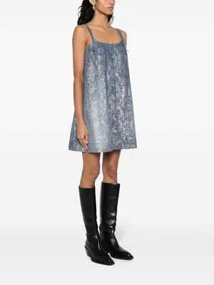 Versace Lamé Denim Shift Dress