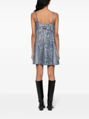 Versace Lamé Denim Shift Dress