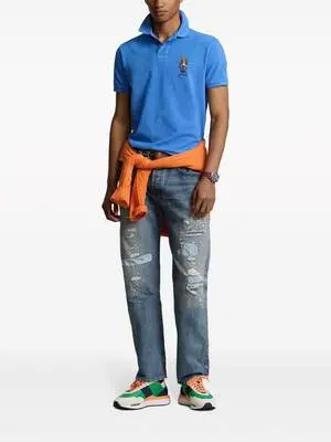 Polo Ralph Lauren Polo Bear-embroidered Cotton Polo Shirt - Blue