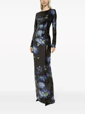 Dolce & Gabbana Floral-print Sequinned Gown