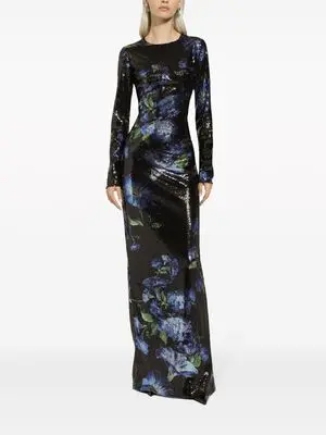 Dolce & Gabbana Floral-print Sequinned Gown