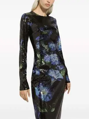 Dolce & Gabbana Floral-print Sequinned Gown