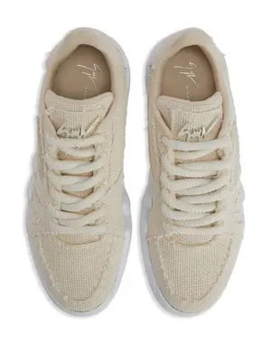 GIUSEPPE ZANOTTI Talon Frayed-edge Lace-up Low-top Sneakers