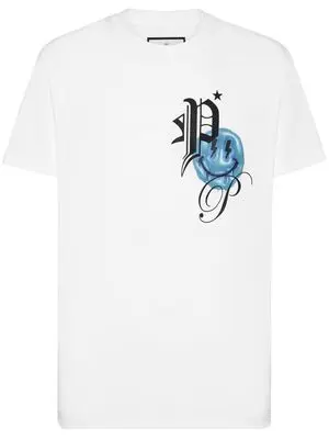Philipp Plein Smile-print Cotton T-shirt - White