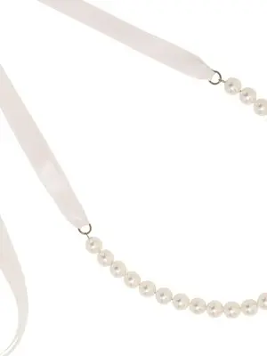 JENNIFER BEHR Pearl-embellished Ribbon Tie Necklace