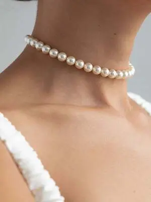 JENNIFER BEHR Pearl-embellished Ribbon Tie Necklace