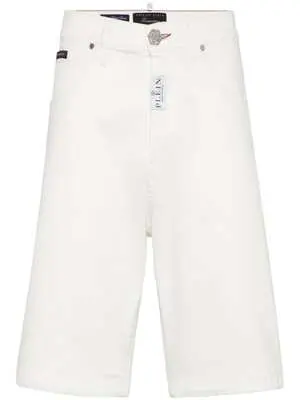 Philipp Plein Logo-plaque Denim Shorts - White