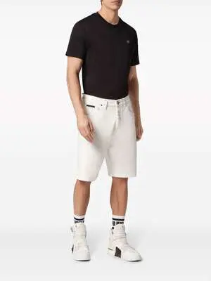 Philipp Plein Logo-plaque Denim Shorts - White