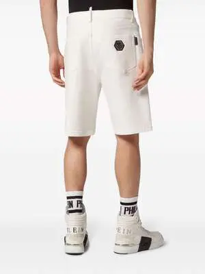 Philipp Plein Logo-plaque Denim Shorts - White