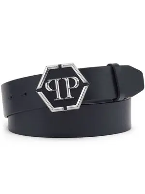 Philipp Plein Hexagon Logo-buckle Leather Belt - Blue