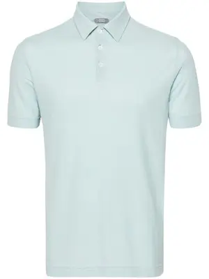 ZANONE Short-sleeve Cotton Polo Shirt - Blue