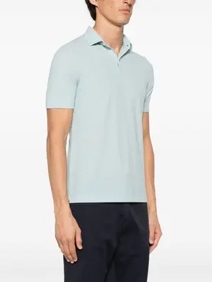 ZANONE Short-sleeve Cotton Polo Shirt - Blue