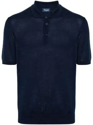 DRUMOHR Cotton-linen Knit Polo Shirt - Blue