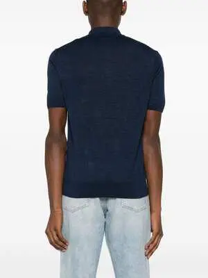 DRUMOHR Cotton-linen Knit Polo Shirt - Blue