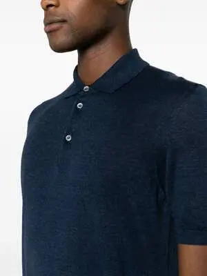 DRUMOHR Cotton-linen Knit Polo Shirt - Blue