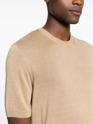 DRUMOHR Cotton-linen Knit T-shirt - Neutrals