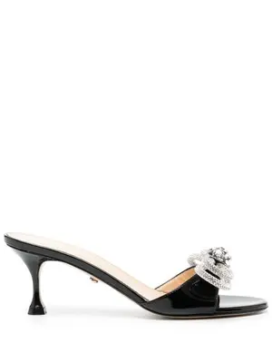 Mach & Mach 70mm Double Bow Patent-leather Sandals