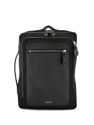 Giorgio Armani Logo-stamp Partitioned Backpack - Black